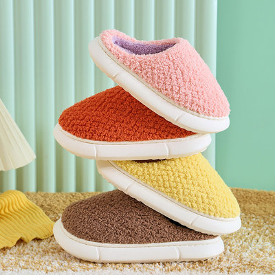Manufacturer Custom logo Thick Bottom Couple Home Indoor Slipper Thermal Non-slip Plush house Shoes female fur slippers