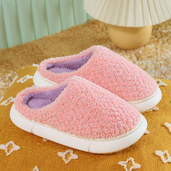 Manufacturer Custom logo Thick Bottom Couple Home Indoor Slipper Thermal Non-slip Plush house Shoes female fur slippers