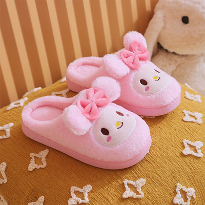 children Cartoon animal Bow Shape home slipper boys and girls warm Anti-Slip Home Indoor Shoes in stock kids fur slippers
