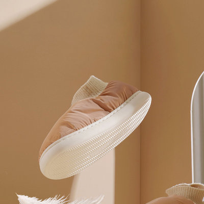 2021 Autumn Winter Simplicity Print Letter Down Elastic band TPR Slippers Women Non-slip Thermal Home Indoor Shoes