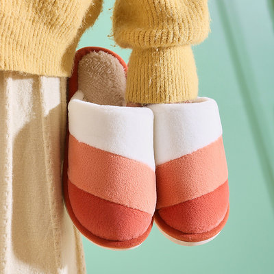 2021 New Design Rabbit Hair patchwork Color Couple house Shoes Women And Men Plush Warm Non-Slip Home Indoor Slippers