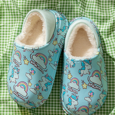 Wholesale Custom baby EVA Waterproof Upper Cute Cartoon Plush Warm Home Indoor Shoes Winter Children Slippers garden shoes