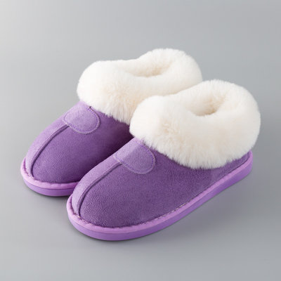 2021 summer hot sale faux suede ladies home solid color Round head slippers winter thick warm indoor plush cotton shoes