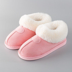 2021 summer hot sale faux suede ladies home solid color Round head slippers winter thick warm indoor plush cotton shoes