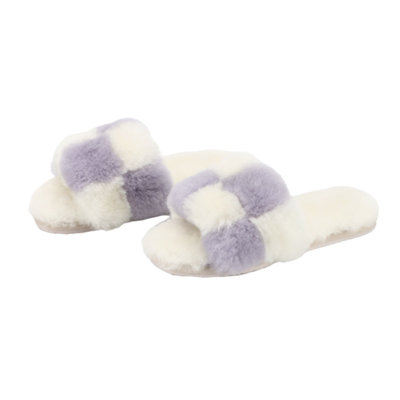 Fluffy Open Toe Women Casual Flat Shoes Warm Wool Fur Soft Cozy