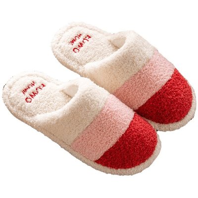 Explosive style plush slippers Winter indoor non-slip couple slippers Home warm wear-resistant fleece shoes