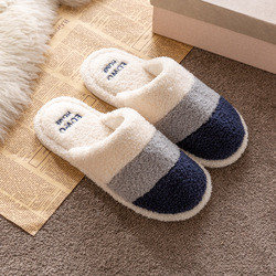 Explosive style plush slippers Winter indoor non-slip couple slippers Home warm wear-resistant fleece shoes