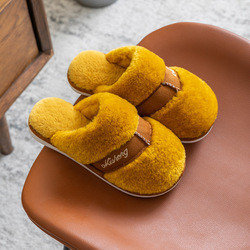 Hot-selling home couple warm slippers in autumn and winter fashion plush non-slip wear-resistant slippers wholesale