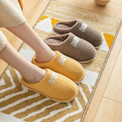 Wholesale hot selling home solid color plush slippers winter floor mute indoor non-slip couples home slippers