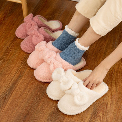 Hot-selling polar fleece slippers home cute Korean thick-soled non-slip slippers winter warm couple indoor shoes