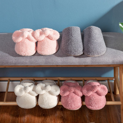 Hot-selling polar fleece slippers home cute Korean thick-soled non-slip slippers winter warm couple indoor shoes