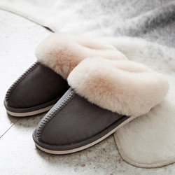 wholesale 2021 new faux suede unisex couple slipper winter Non-slip and wear-resistant artificial fur lining indoor shoes