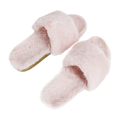 comfortable non-slip faux fur home indoor  winter fluffy slippers for women