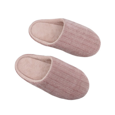 lovely pink chenille scuff women warm home slippers winter non-slip lady slippers