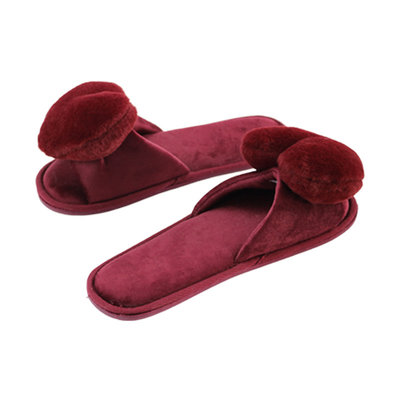 Spring Faux Fur  Slipper Shoes Women New Style Plush Slipper Shoes Red  Indoor