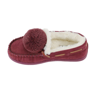 Memory Foam Flat  Slippers Suede Faux Fur Lined Indoor Outdoor Flat Shoes