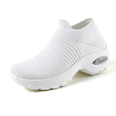 Fashion Breathable flyknit fabric spring and summer flat women casual sneakers sports walking style shoes
