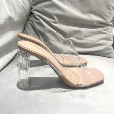 Fashion Women New Design Sexy thick heel Sandals Open Toe Female Slides Transparent Slipper summer high heels