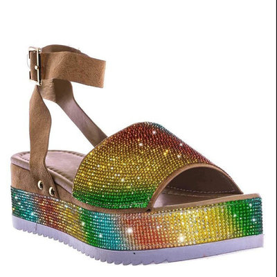 Luxury Designer Sandals Girls Chunky Sole slippers with Rhinestone for Women Platform Sandal non-slip casual shoes