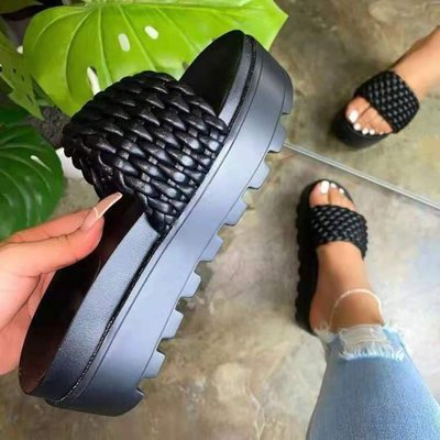 Platform Stylish Ladies Sandals Woven Upper Casual  Round Toe Breathable