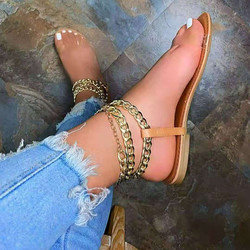 New arrival 2022 shoes beach fashion chain decoration outdoor non-slip slippers lightweight women flat sandals