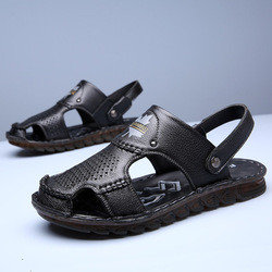 Summer new closed toe sandals mens wholesale fashion trend slippers men cowhide upper beach casual shoes