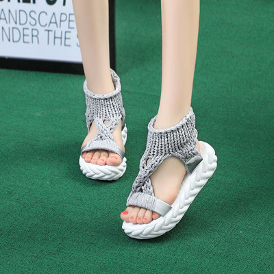 Sandals ladies summer thick sole hot selling open toe casual shoes fashion comfortable woven women slippers
