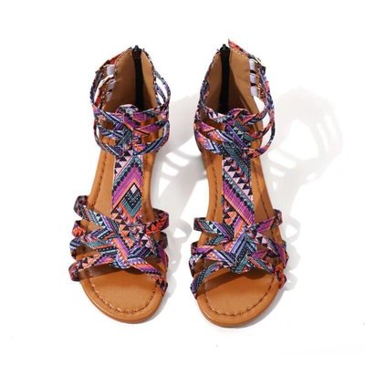 Large size beach casual shoes lady 2022 summer rubber sole slippers new Roman style sandals for women and ladies