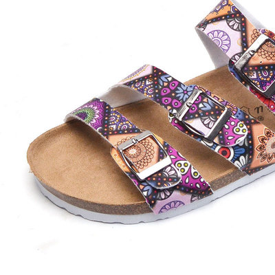 2021 summer women sandals adjustable metal buckle three straps colorful slippers with ankle strap beach sandals