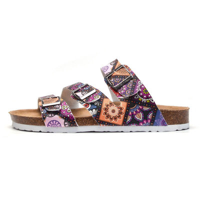 2021 summer women sandals adjustable metal buckle three straps colorful slippers with ankle strap beach sandals