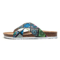 2021 new fashion women's shoes totem thick leather cork middle soles leisure breathable cross strap slippers