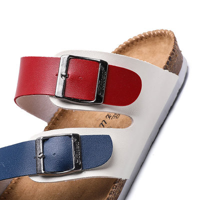 Black Antislip tpr Outsole Summer Beach Two Strap Cork Sandals Slipper for men
