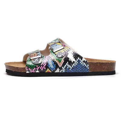 High quality multicolor serpentine sandal women cork sandals slipper casual summer slippers rubber sandals