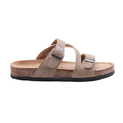 Ladies New Style Popular Soft Wooden Sole Metal Buckles Open Toe Women Comfort Casual Slippers platform slide sandals