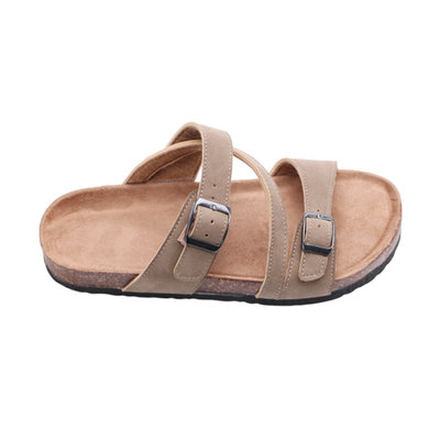 Ladies New Style Popular Soft Wooden Sole Metal Buckles Open Toe Women Comfort Casual Slippers platform slide sandals