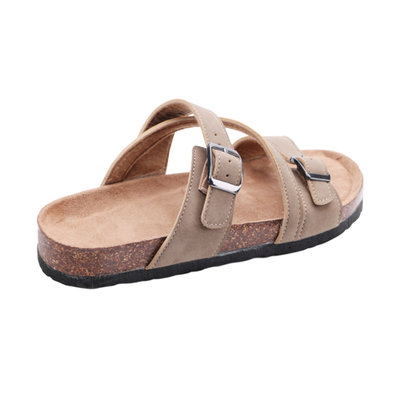 Ladies New Style Popular Soft Wooden Sole Metal Buckles Open Toe Women Comfort Casual Slippers platform slide sandals