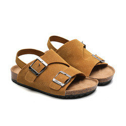 Cool  Soft Children Slipper Shoes Wooden Sole Microfiber Leather