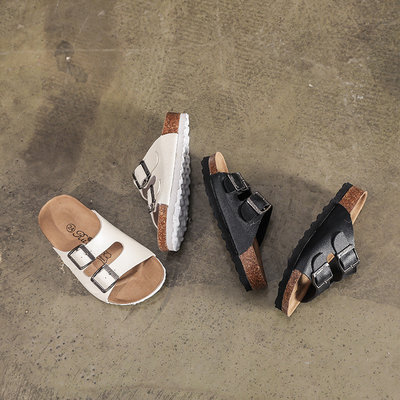 Comfortable Cork Sole Children Slipper Shoes Summer Fashionable Solid Color Unisex