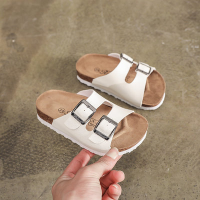 Comfortable Cork Sole Children Slipper Shoes Summer Fashionable Solid Color Unisex