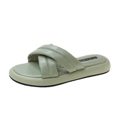Korean version 2022 summer fashion cross sandals fairy style casual flat heels for women slippers outside home slippers indoor