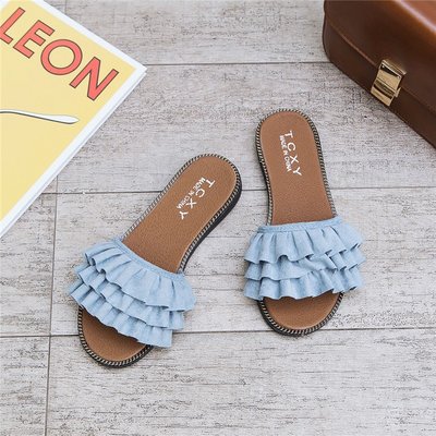 Simple Round Head  Beach Shoes Solid Color Lace Women Flat  Beach Shoes