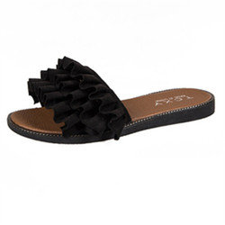Simple Round Head  Beach Shoes Solid Color Lace Women Flat  Beach Shoes
