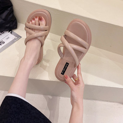 Flat Bottom Summer Beach Shoes Non Slip Cross Strap Women Casual