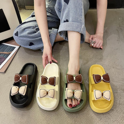 Bowknot Upper Beach Shoes Women  Thick Bottom Non Slip  Beach Shoes