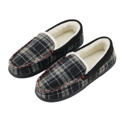 Men anti-Slip casual breathable slippers winter warm light soft round flat fluffy house indoor outdoor lofer shoes