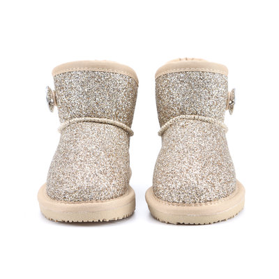 Flat  Cute Children Snow Boots Bling Sequin  Thicken Warm Faux Fur