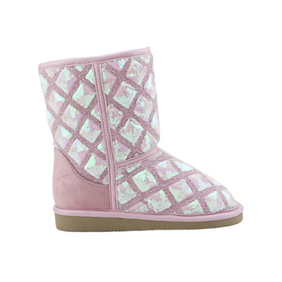 Plush Lining Women Winter Snow Boots Sequin Pattern  Keep Warm