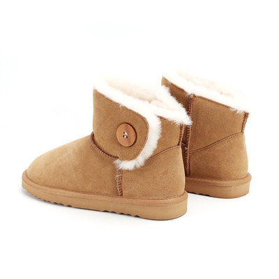 Best Selling Winter Flat Heel Non Slip Women  Fluffy Wool Outdoor Boots