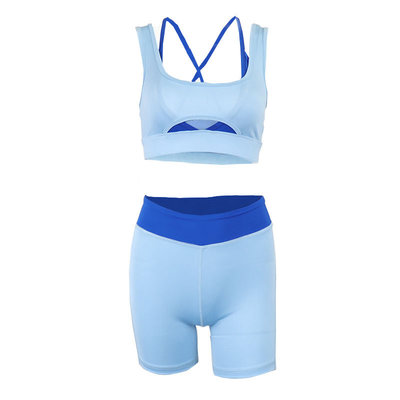 2022 new solid color fashion trend sports hollow out vest tight trousers women tracksuits 2 piece set Fitness Yoga Wear
