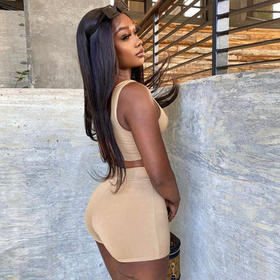2021 women sleeveless slim crop top and yoga pant two pieces sports suits sexy high waist shorts fitness clothes in stock